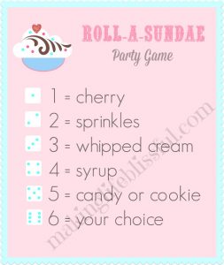 Roll a Sundae game printable.2watermark | Making Life Blissful