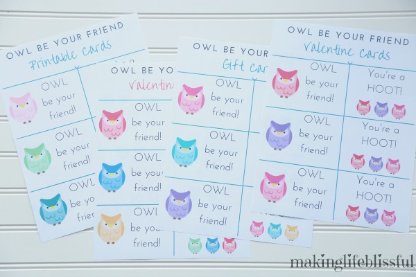 Owl Be Your Friend Printable Valentines and Party Favors | Making Life ...