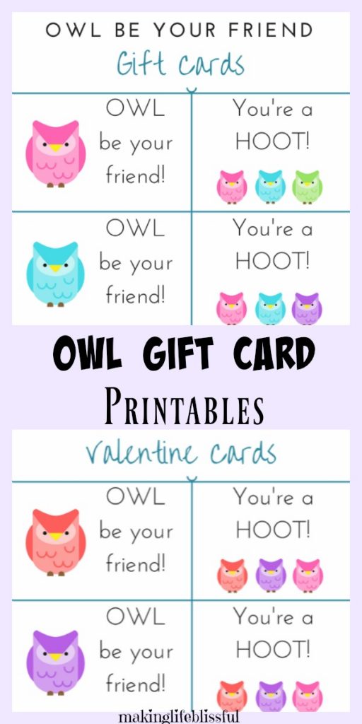 Owl Be Your Friend Printable Valentines and Party Favors | Making Life ...