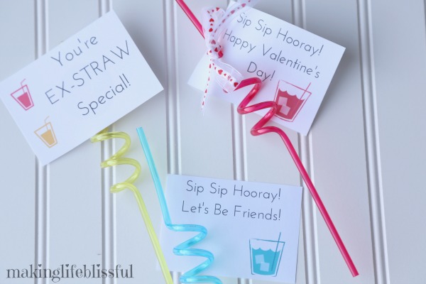 SIlly Straw Valentines and Party Favor Printables | Making Life Blissful