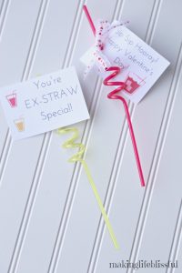 SIlly Straw Valentines and Party Favor Printables | Making Life Blissful