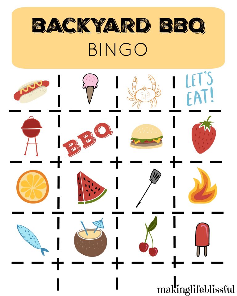 bbq bingo printable 1 | Making Life Blissful