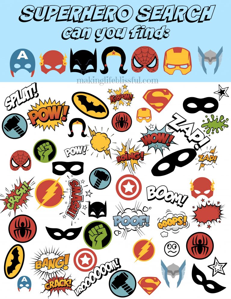 Superhero search and find | Making Life Blissful