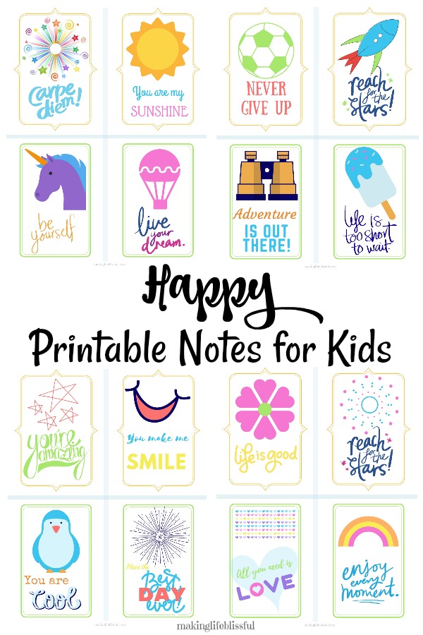 happy printable notes for kids | Making Life Blissful