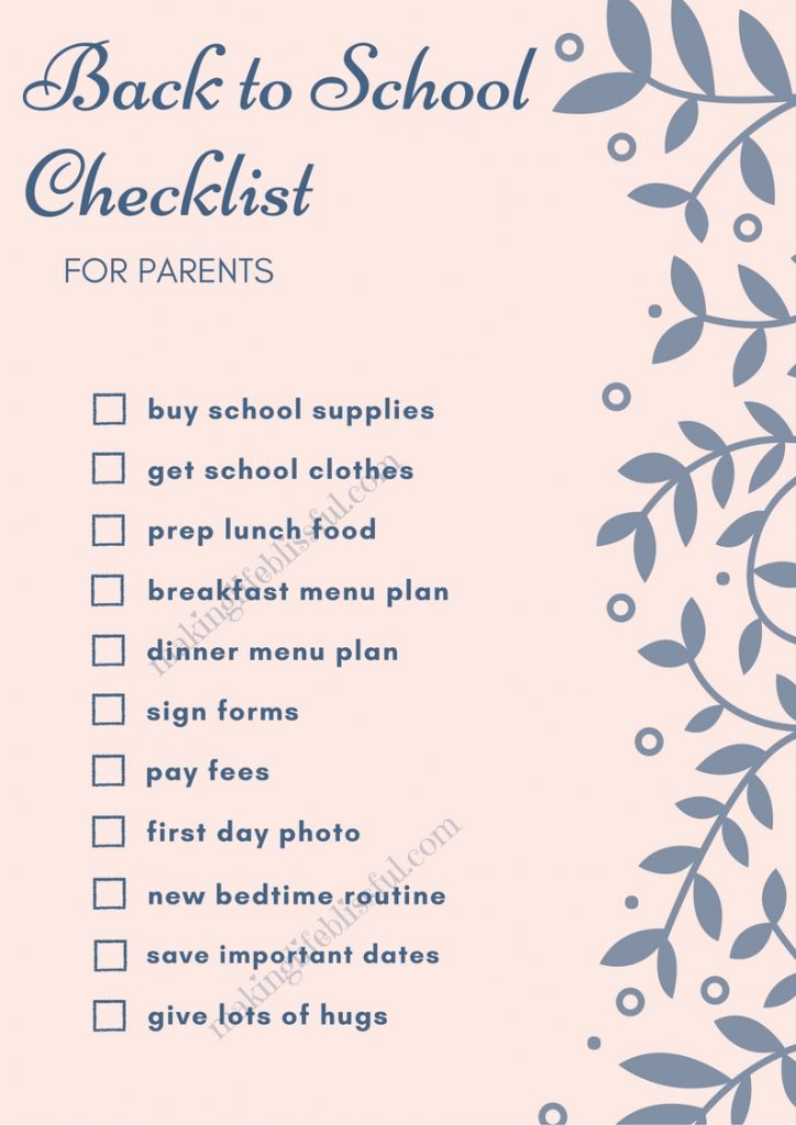 Back to School Checklist for parents | Making Life Blissful