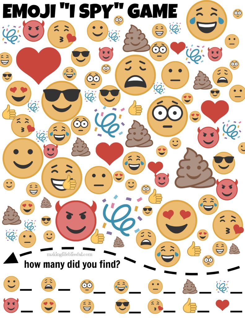 Emoji I Spy Printable Game | Making Life Blissful