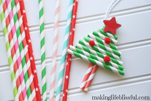 DIY Paper Straw Christmas Tree Ornament | Making Life Blissful